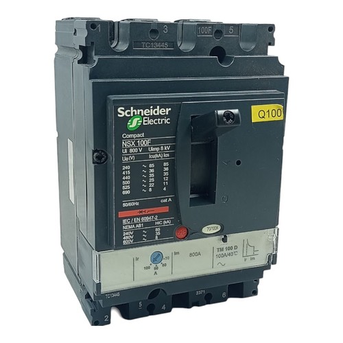 Disjuntor Tripolar Schneider NSX100F 800v 8kv 70/100a | eBay