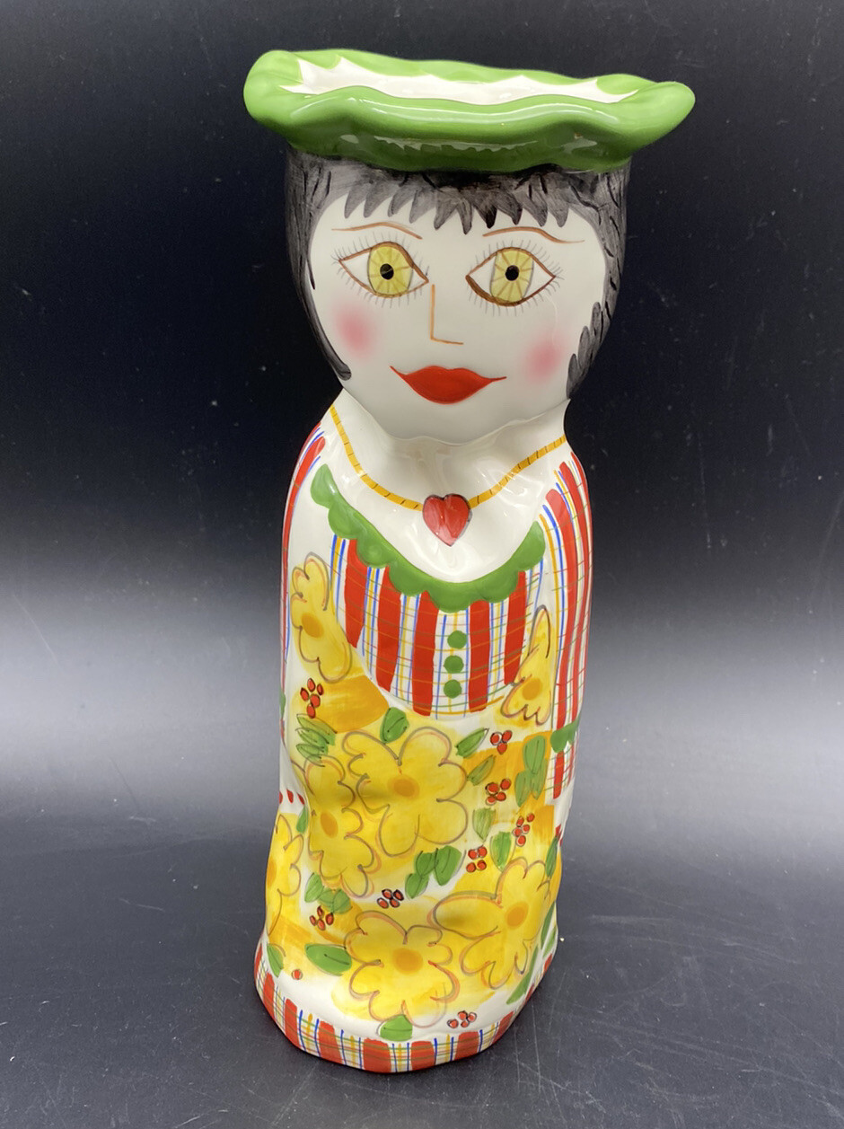 Bella Casa Vase Daisy Susan Paley by Ganz Ceramic 10 3/4" Green Hat ...