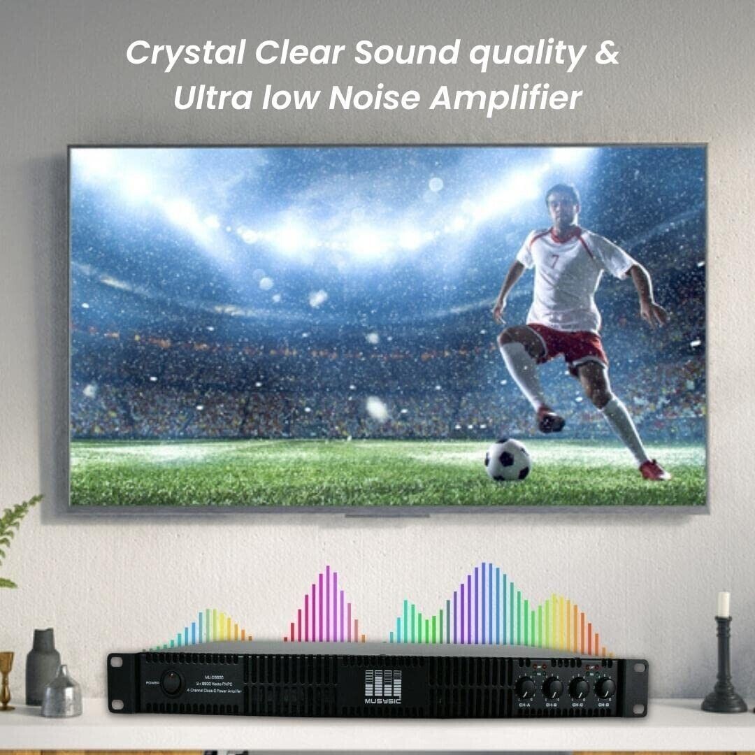 MUSYSIC Professional 4-Channel 2x9600 Watts D-Class 1U Power Amplifier ...