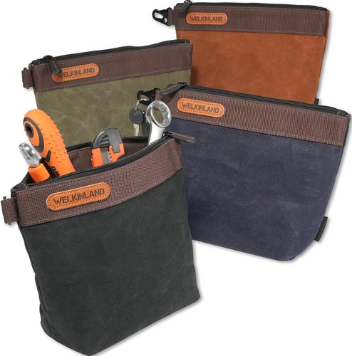 Waxed Canvas Tool Pouch 4 PCS Set, 10 Inch Tool Pouches with Zipper ...