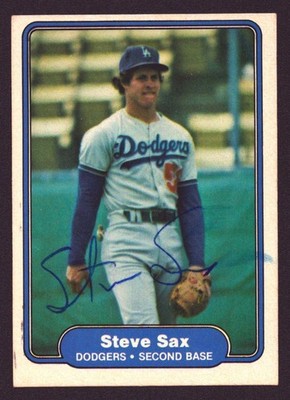 STEVE SAX 1982 Fleer #21 AUTOGRAPH Signed DODGERS AUTO RC Yankees White ...