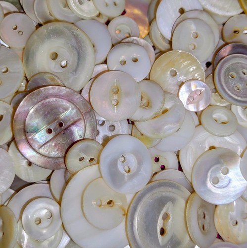 Bulk 200pc White SHELL & MOP Buttons assortment lot for crafting - Vtg ...