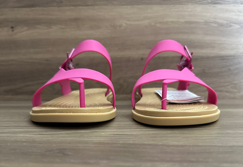 Crocs 206108-6TH Women's Sz 9 Fuchsia Fun/Tan Tulum Toe Post Sandals ...