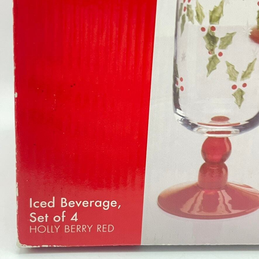 Studio Nova Holly Berry Red Set of 4 JA010/424 Wine Water Glasses 20 oz ...