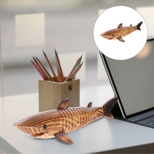 Sculpture Shark Model Wooden Animal Figure Wood Shark Statue Home ...