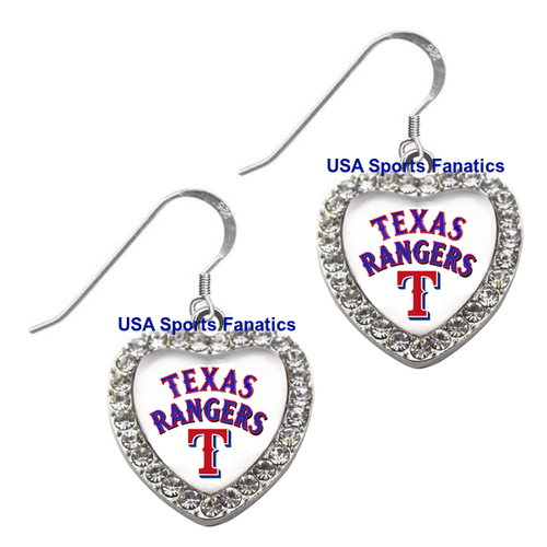 Texas Rangers 925 Necklace or Earrings or Set Team Heart With ...