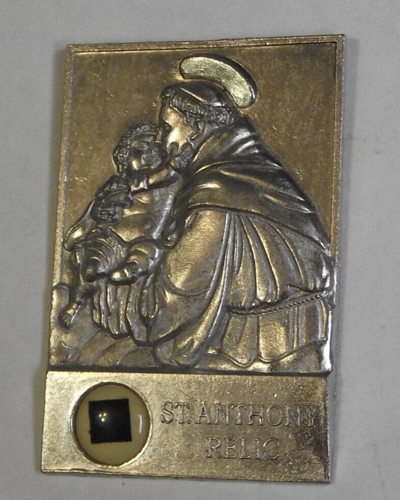 Saint St Anthony relic pocket shrine plaque medal patron of lost ...