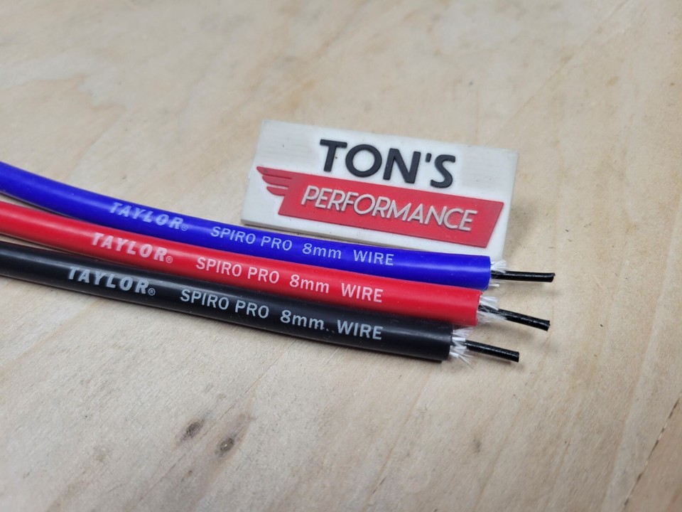 Taylor 35672 100 ft roll 8mm BLUE silicone SPIRO PRO SPARK PLUG WIRE ...