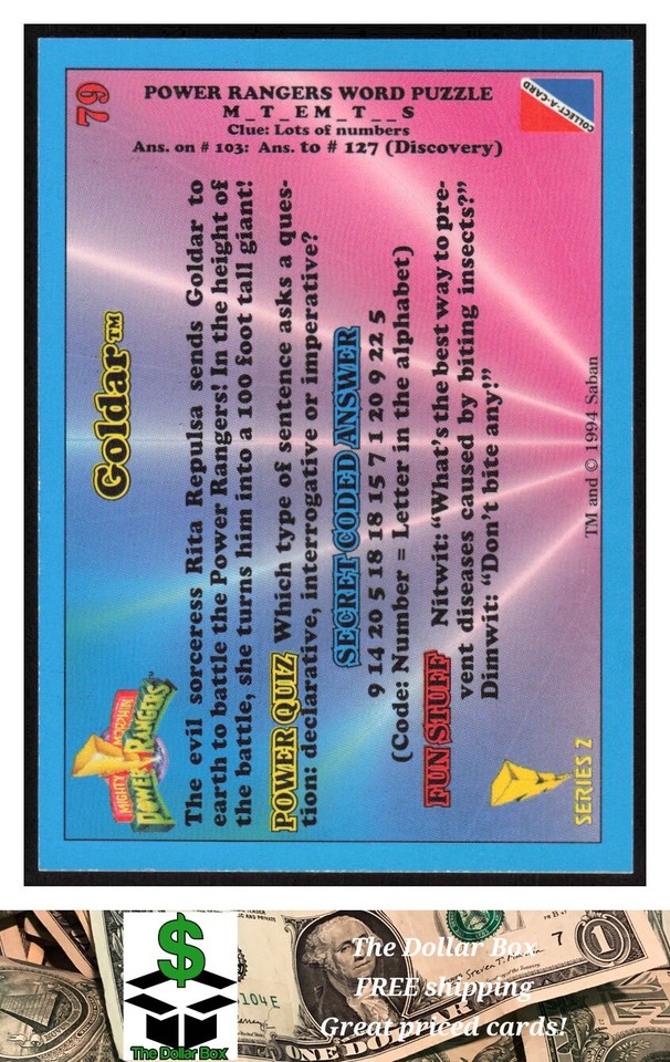 1994 Collect-A-Card Mighty Morphin Power Rangers (Hobby) #79 Goldar ...