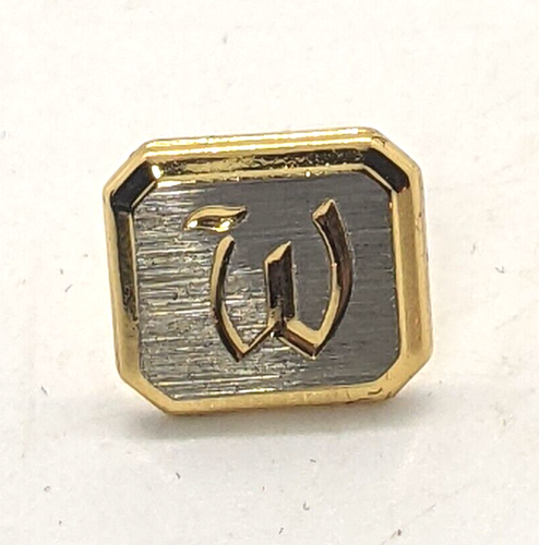 Swank W Initial Tie Tack Pin with Chain Monogram Gold Tone in Box | eBay