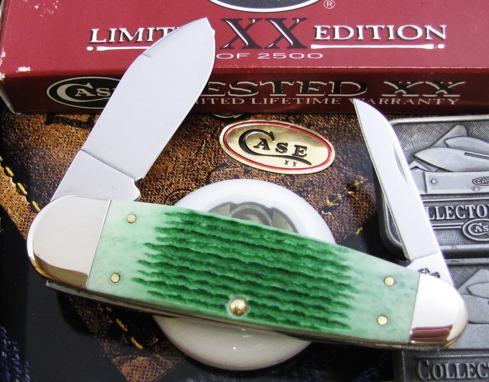 Case XX Sleeveboard Sunfish Knife 2001 Limited XX 9 Emerald Green Bone ...