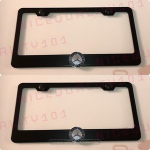 2X 3D Mercedes Benz Stainless Steel Black Finished License Plate Frame ...