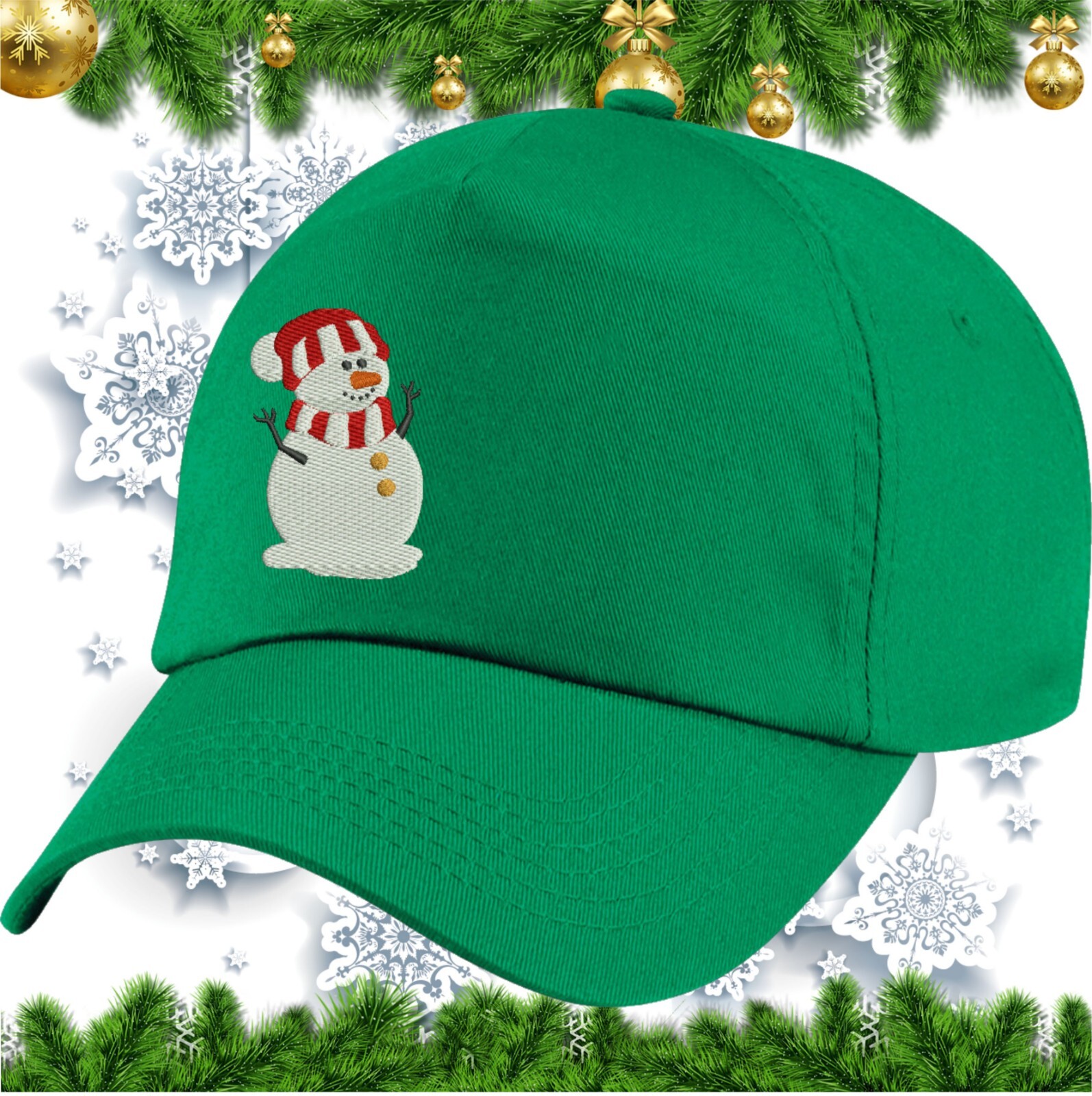 Embroidered Snowmen Merry Christmas Baseball Cap Xmas White Snow Man ...