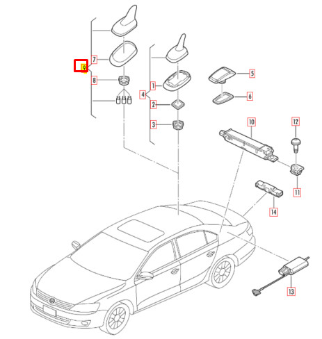 NEW VOLKSWAGEN BEETLE 5C7 ROOF SHARK ANTENNA 3C0035507AA 3C0-035-507-AA ...