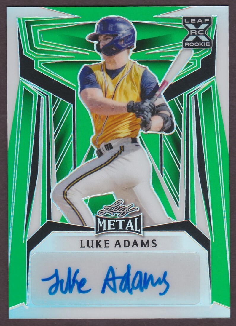 2023 Leaf Metal Baseball Luke Adams Prismatic Green RC Auto 1/5 Brewers ...