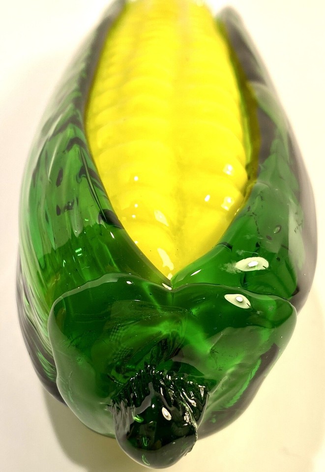 Vtg Blown Glass Corn on the Cob 6" Long Captures Light Art Glass Pretty ...