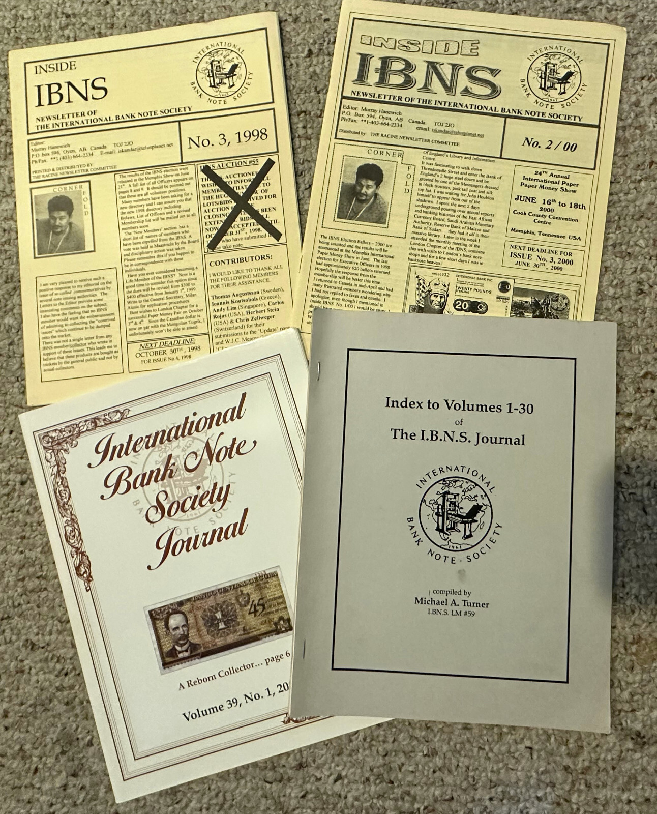 International Bank Note Society -IBNS - Three issues + Article ...