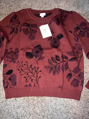 LuLaRoe Piper Sweater Roses 🌹Small 6/8 4/6 Balloon Sleeves Red Branches ...
