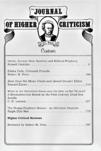 Robert M Price Journal of Higher Criticism Volume 17 Number 2 (Poche ...