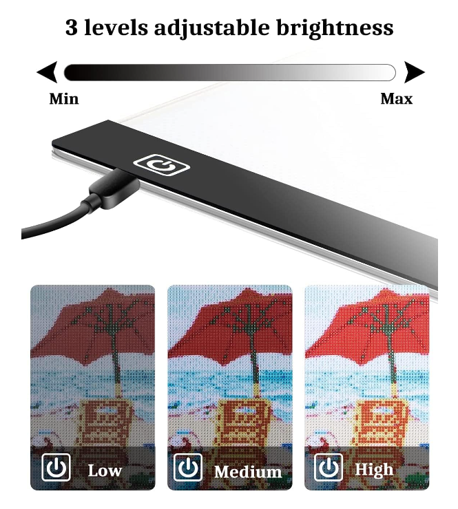 A3 LED Light Pad for Diamond Painting, Art Light Board Kit Adjustable ...