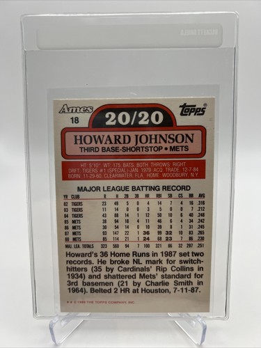 1989 Topps Ames 20/20 Club Howard Johnson Baseball Card #18 Mint FREE ...