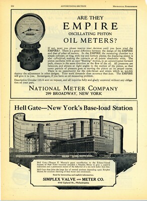 1928 Simplex Valve & Meter Co. Ad: Hell Gate Edison Power Plant ...