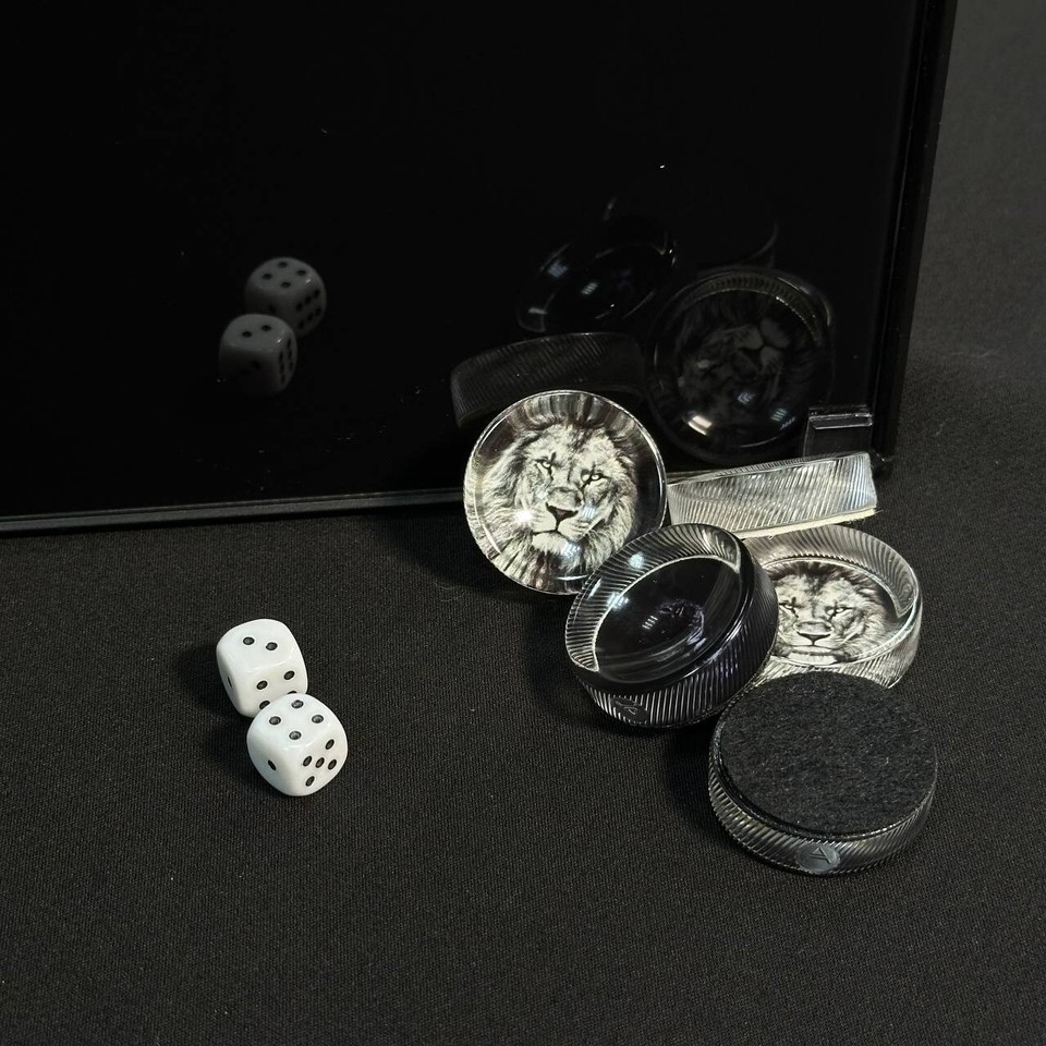 Glass Backgammon Set LION Design, Game Board,Exclusive Gift,Chips Dice ...
