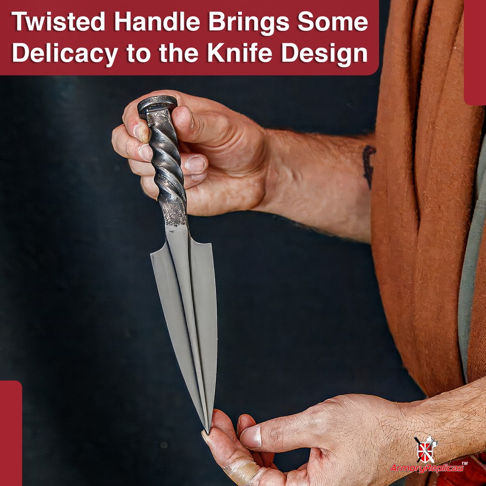 Demon Hiding Railroad Spike Knife with Twisted Handle & Genuine Leather ...