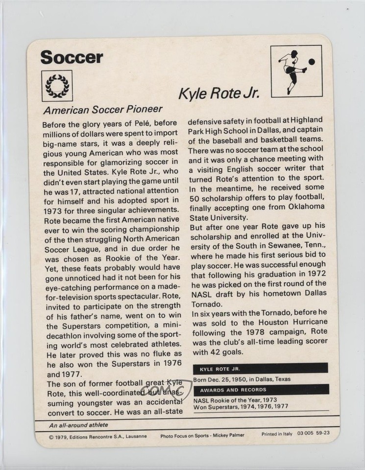 1977-79 Sportscasters Series 59 Lausanne Kyle Rote Jr #59-23 | eBay