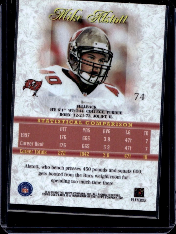 1998 Topps Gold Label Mike Alstott Class 3 #74 Buccaneers | eBay UK