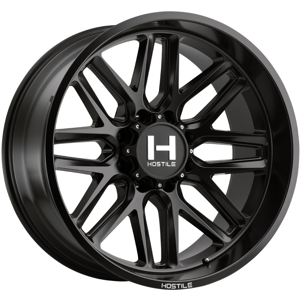 (Set-4) Hostile H120 Vulcan 24x14 8x6.5" -76mm Satin Black Wheels Rims ...