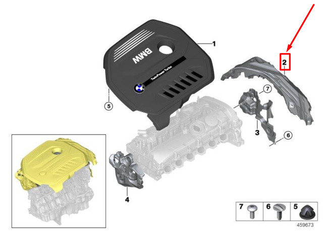 BMW Genuine Engine Cover Insulator 11128623487 sound oem factory ...