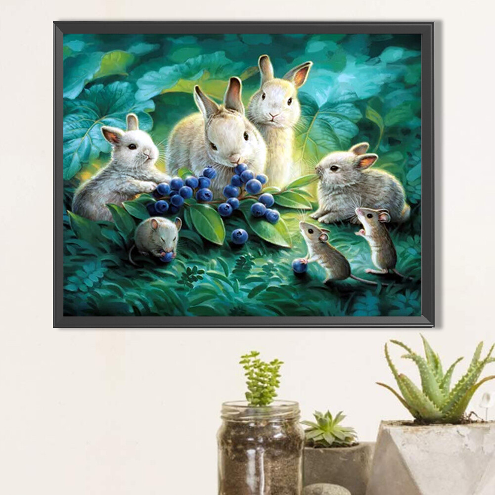 5D DIY Full Round Drill Partial AB Diamond Painting Rabbit Kit Home ...