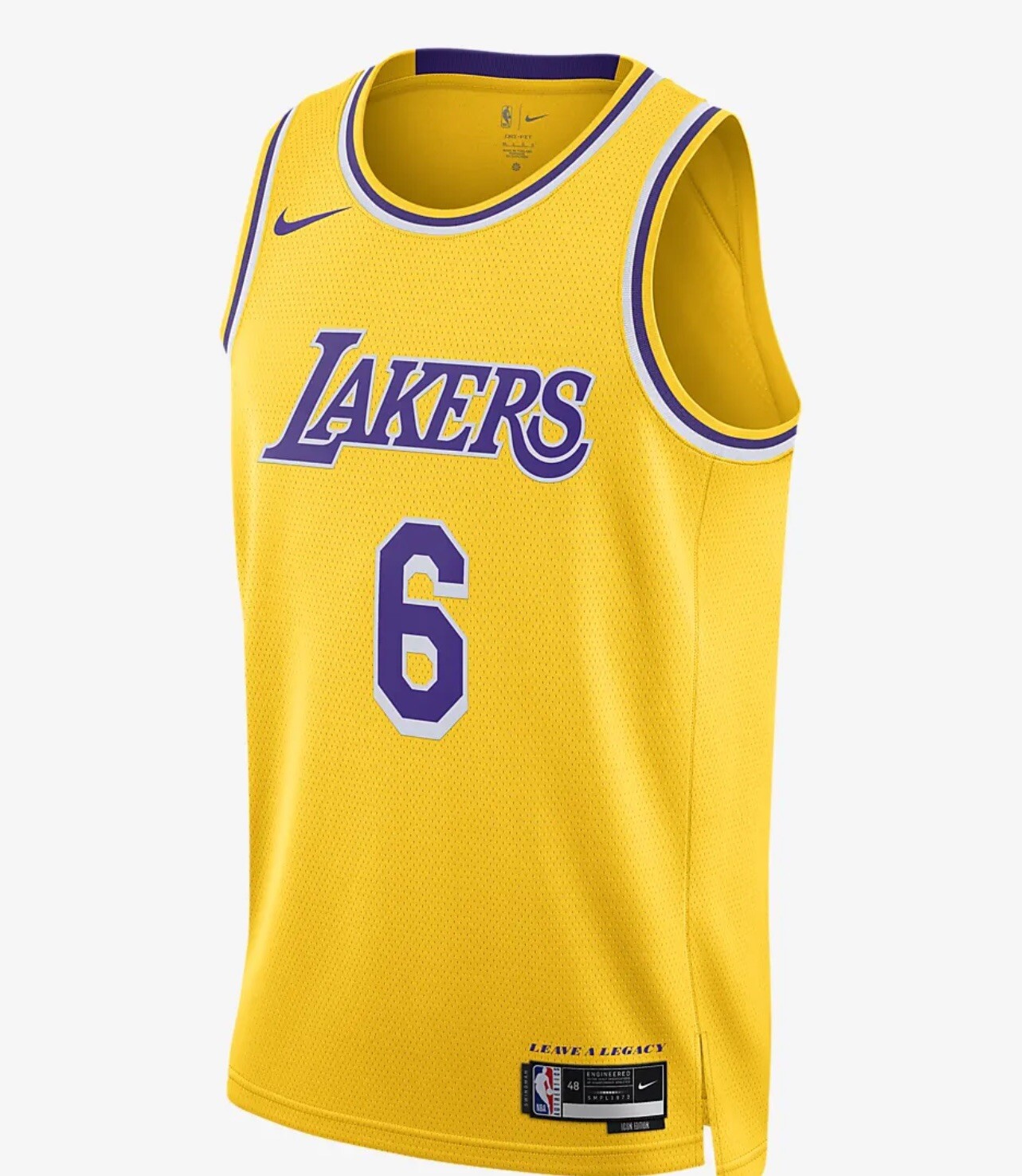 Los Angeles Lakers Lebron James #6 Nike Icon Edition Jersey Swingman ...