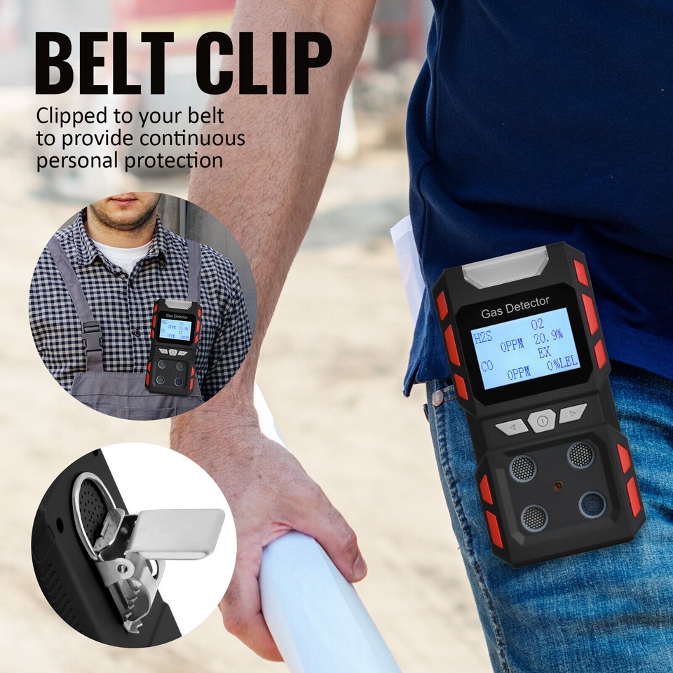 Gas Detector Gas Clip Meter Tester Analyzer Rechargeable Portable 4 Gas ...