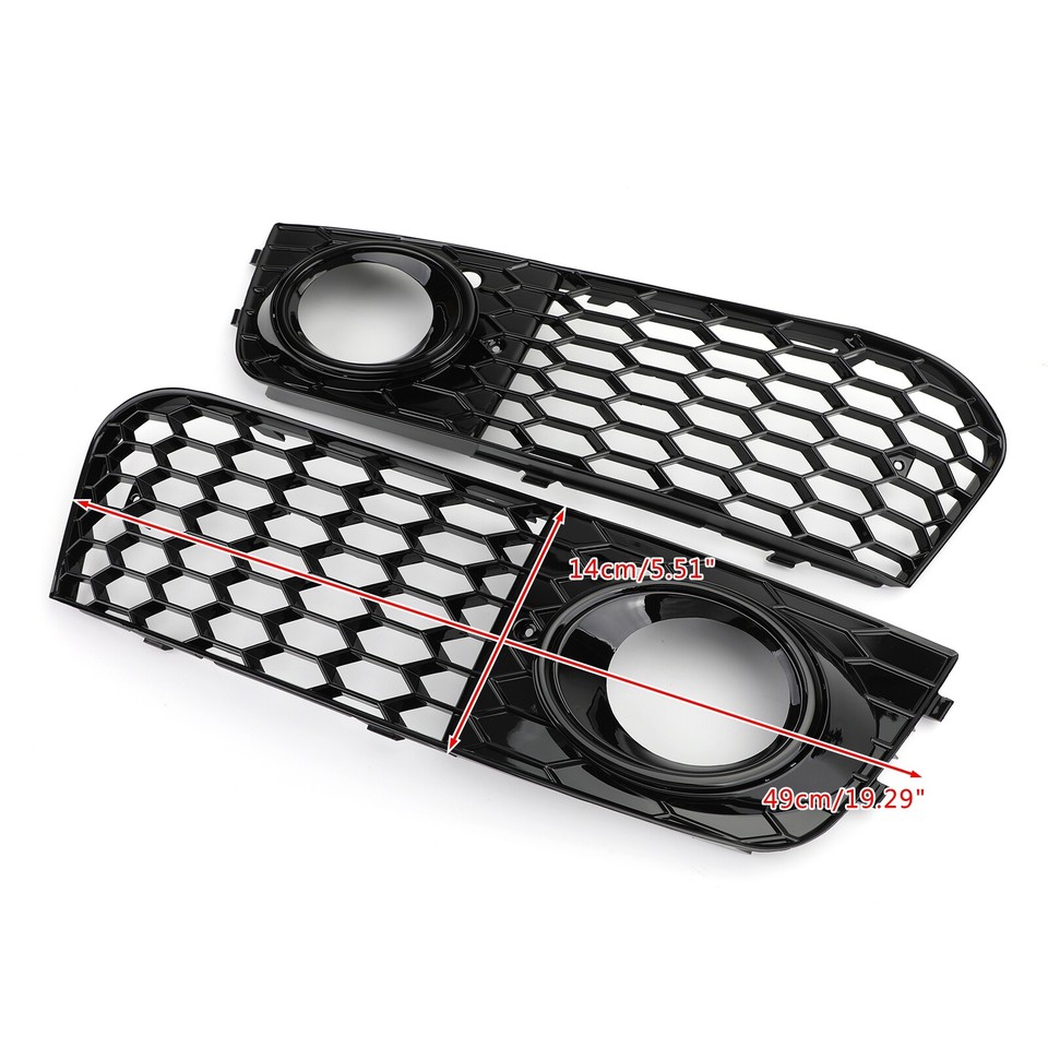 Pair Honeycomb Mesh Fog Light Open Vent Grill Intake For Audi A4 B8 ...