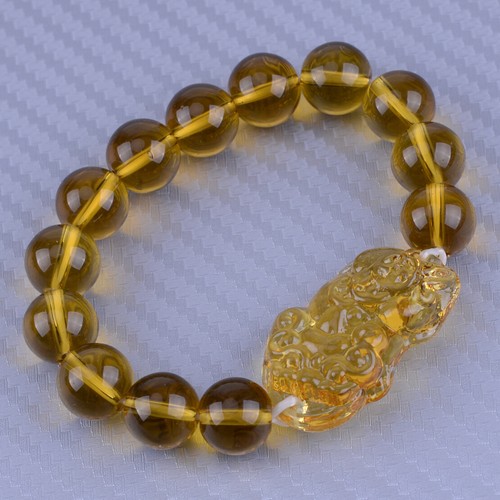 Feng Shui Citrine Yellow Crystal Pi Yao Pi Xiu Xie Bracelet For Wealth ...