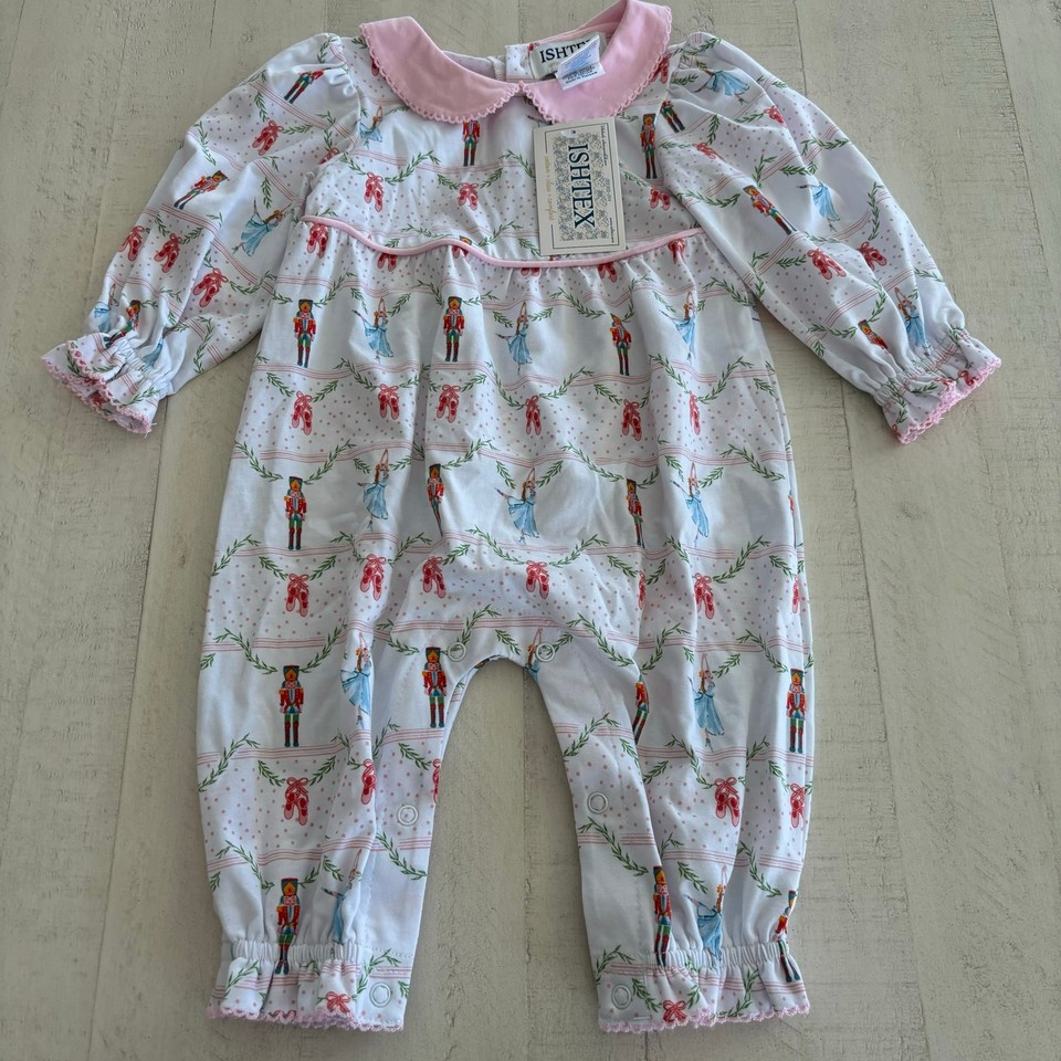 Nutcracker Christmas Boutique Romper Pink Peter Pan Collar NWT Ishtex ...