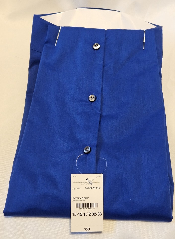NWT J. Ferrar Extreme Blue Long Sleeve Dress Shirt Size Medium Slim | eBay