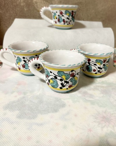 Set of 4 Deruta Italian Pottery Floral Demitasse / Espresso Cups | eBay