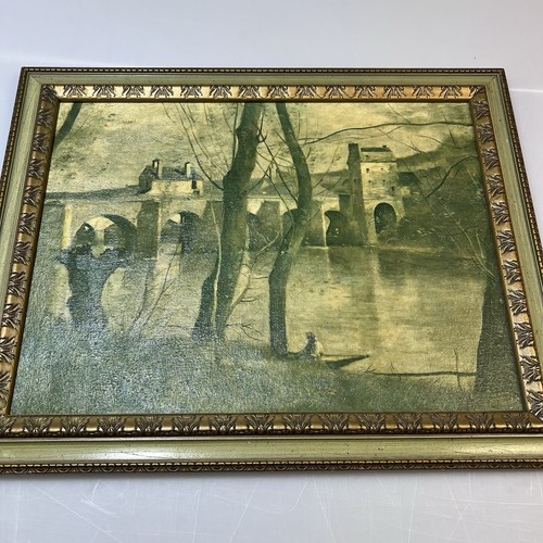 29x23” Ornate Framed Art "The Bridge at Mantes" by Jean-Baptiste ...