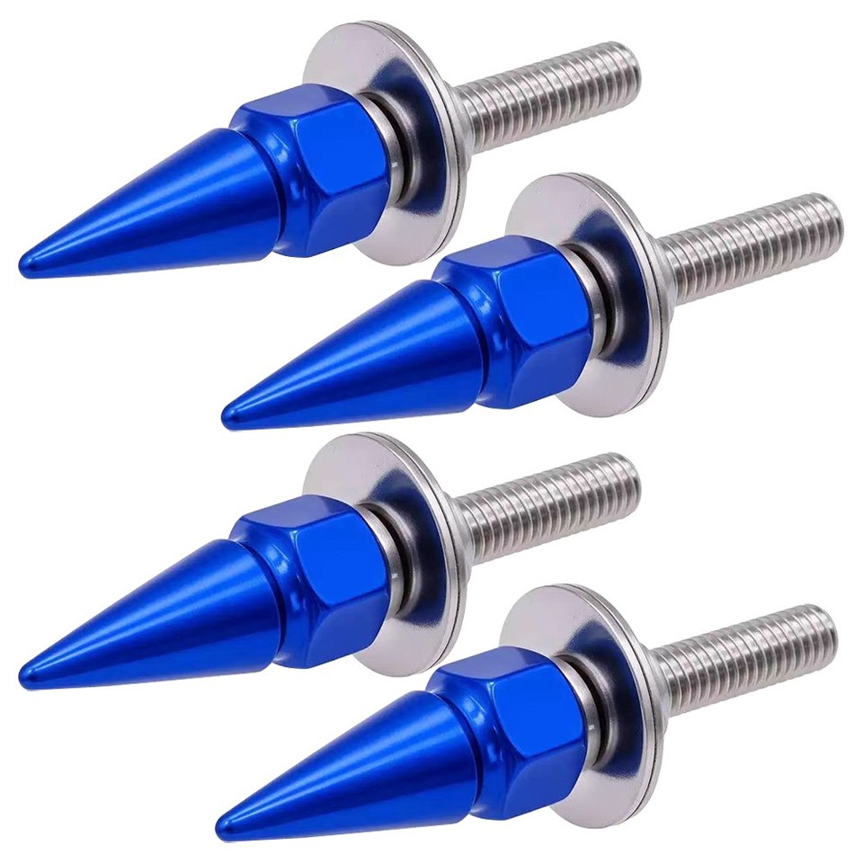 4-PACK Aluminum Spike Bullet License Plate Frame Tag Bolts Screws ...