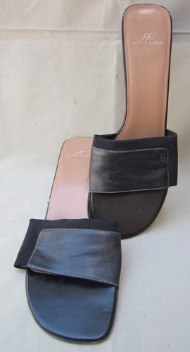 Womens Shoes "ANNE KLEIN" Summer Slides 9.5 M Black Leather With Fabric ...