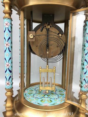 27.2" Chinese Bronze Cloisonne Gilt Square Timepiece Clocks Watches ...