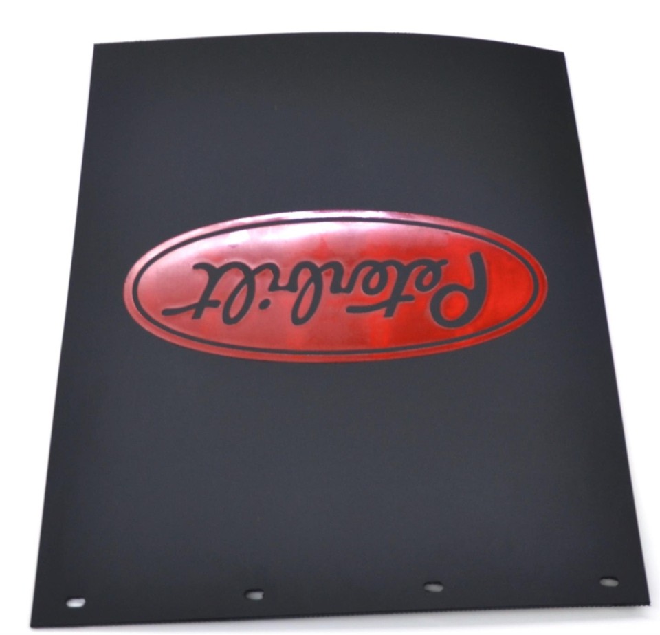 Aero Mud Flaps 24" x 30" Black Flap, Red PETERBILT 4 Hole #802430 ...
