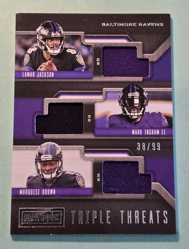 2019 Panini Playbook Triple Threats Lamar Jackson / Ingram / Brown #/99 ...