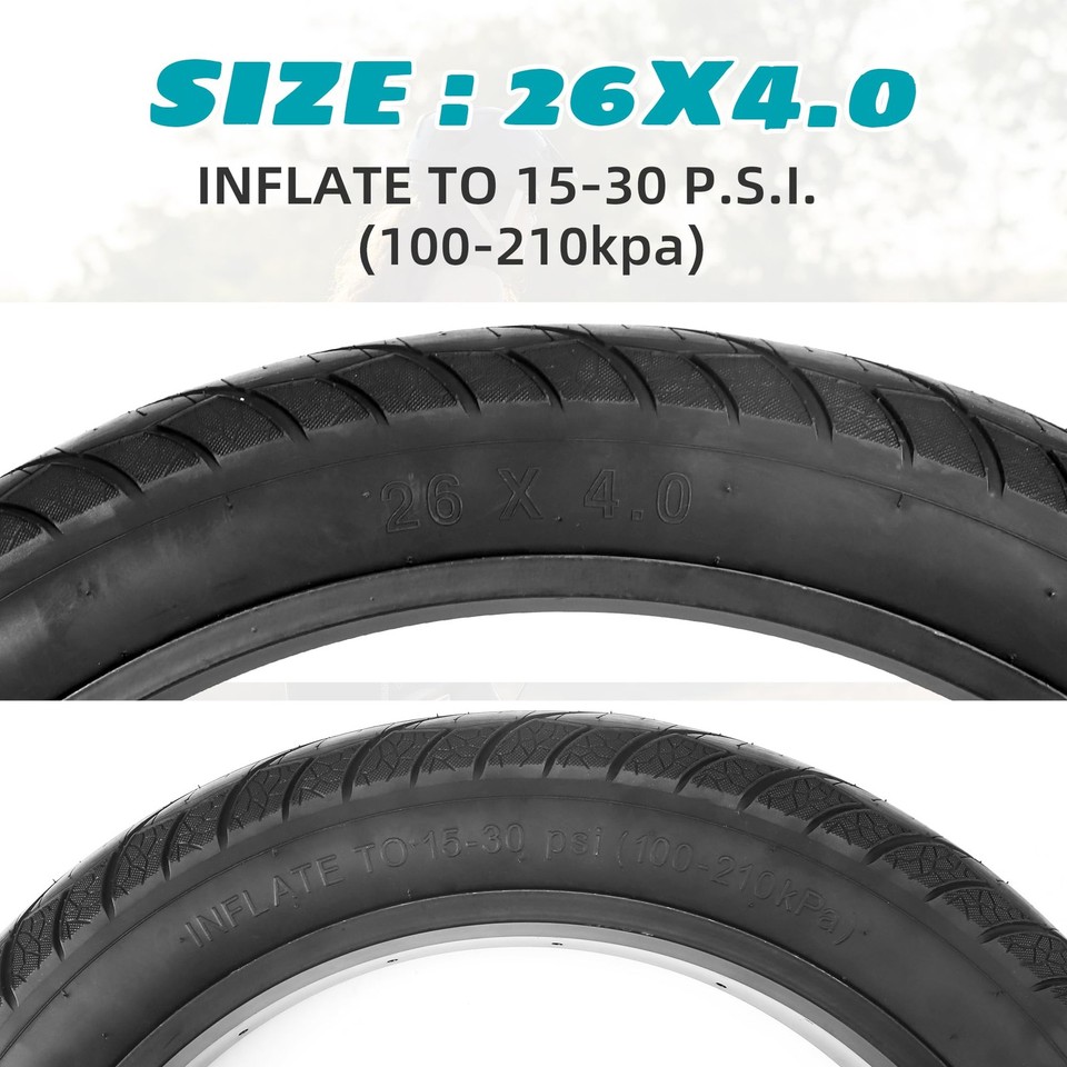2 Pack 26x4.0 Fat Bike Tires ebike Tires Mountain Bike Heavy Duty High ...