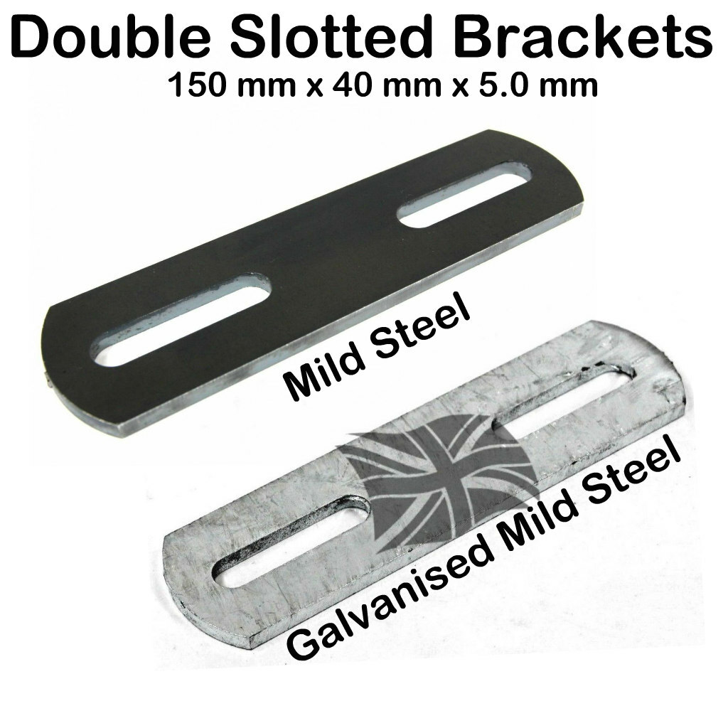 MILD STEEL Slotted Heavy Duty Brackets 150 mm Long x 40 mm Wide x 5.0 ...