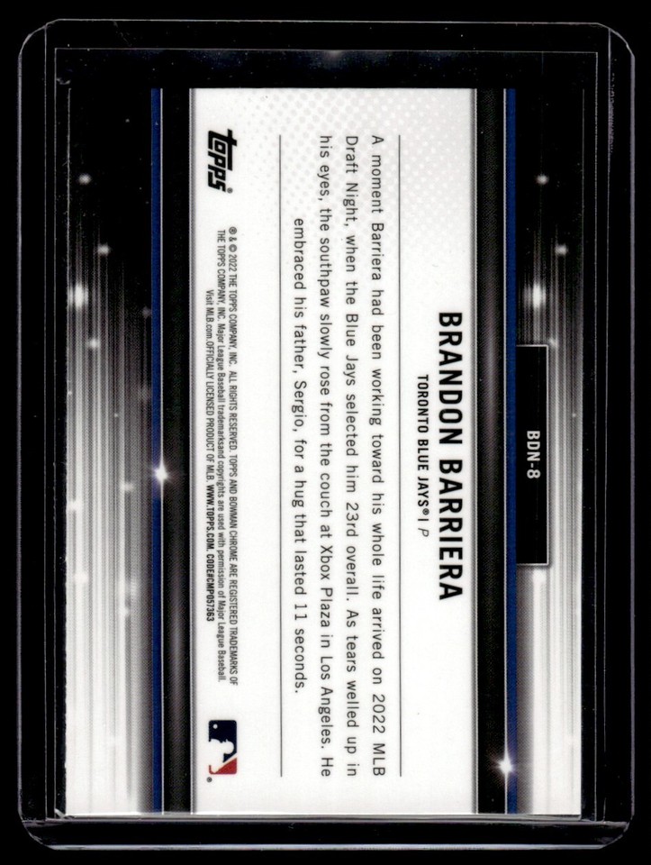 2022 Bowman Draft Night Brandon Barriera Toronto Blue Jays #BDN-8 | eBay