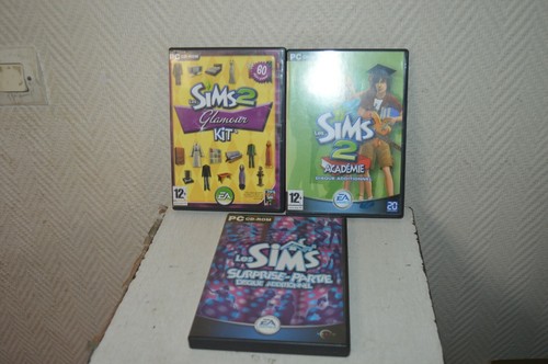 LOT 3 JEUX PC CD ROM ADDITIONNEL LES SIMS 2 GLAMOUR KIT ACADEMY ...